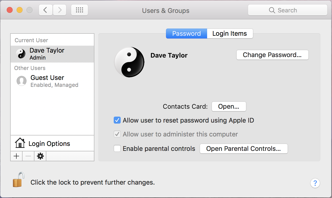 Create Mac User Account with Parental Controls?