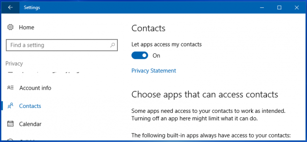 What Win10 Apps can Access my Contacts?
