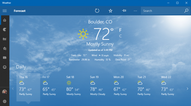 Enable Weather Start Tile Updates in Windows 10?