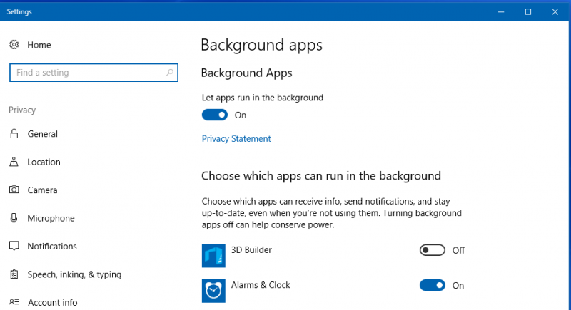 Stop Windows 10 Background Apps Running?