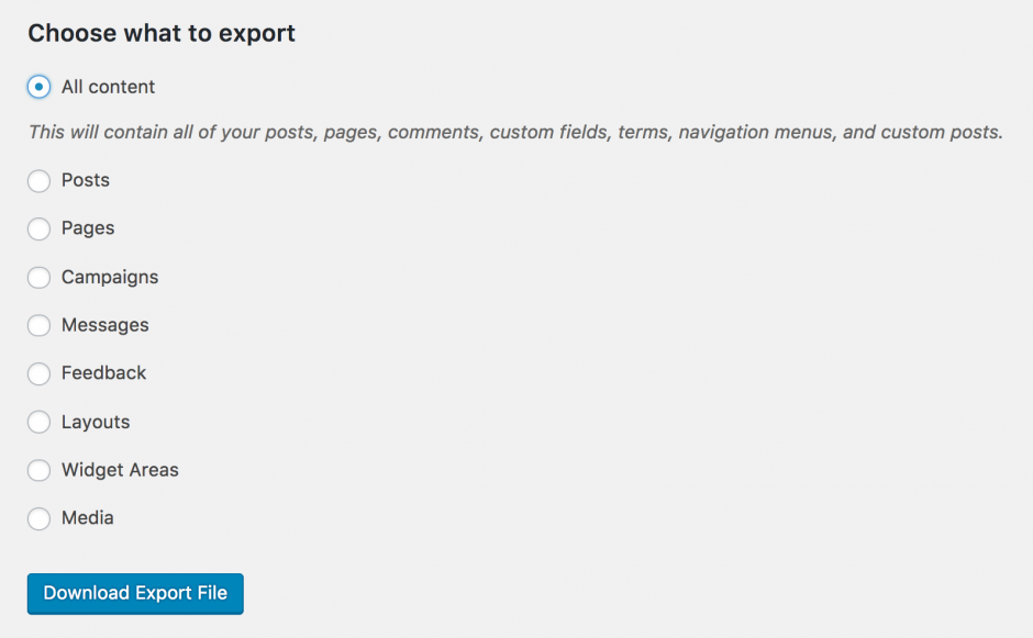Export WordPress posts, import them into new blog?