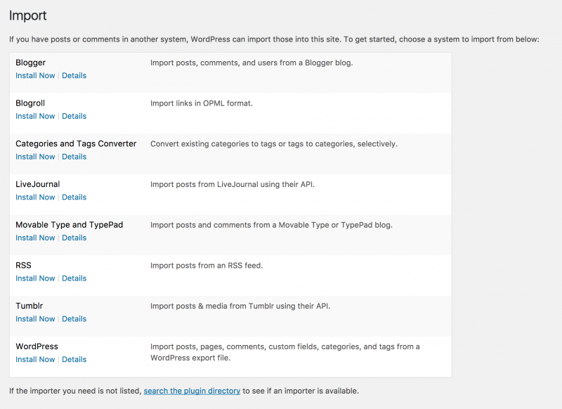 Export WordPress posts, import them into new blog?
