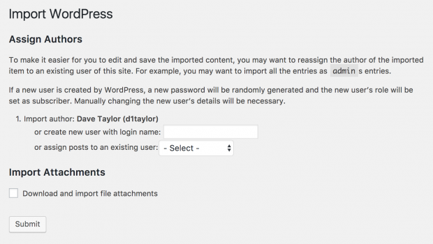 Export WordPress posts, import them into new blog?