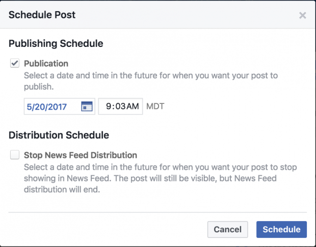 How can I schedule Facebook posts?