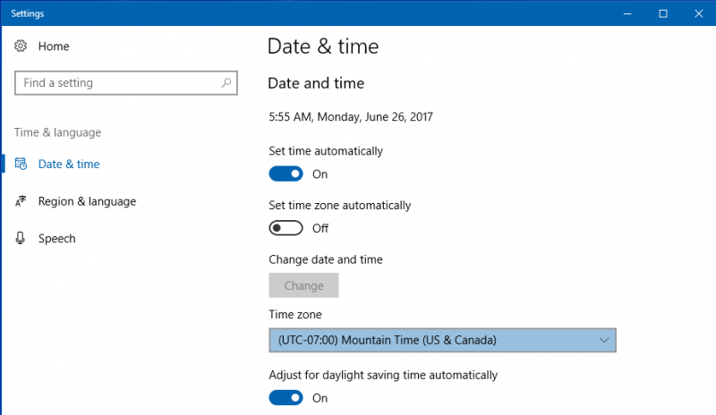 How do I fix the timezone in Windows 10?