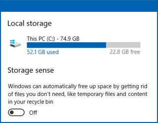 Recover Disk Space in Windows 10 with Storage Sense?