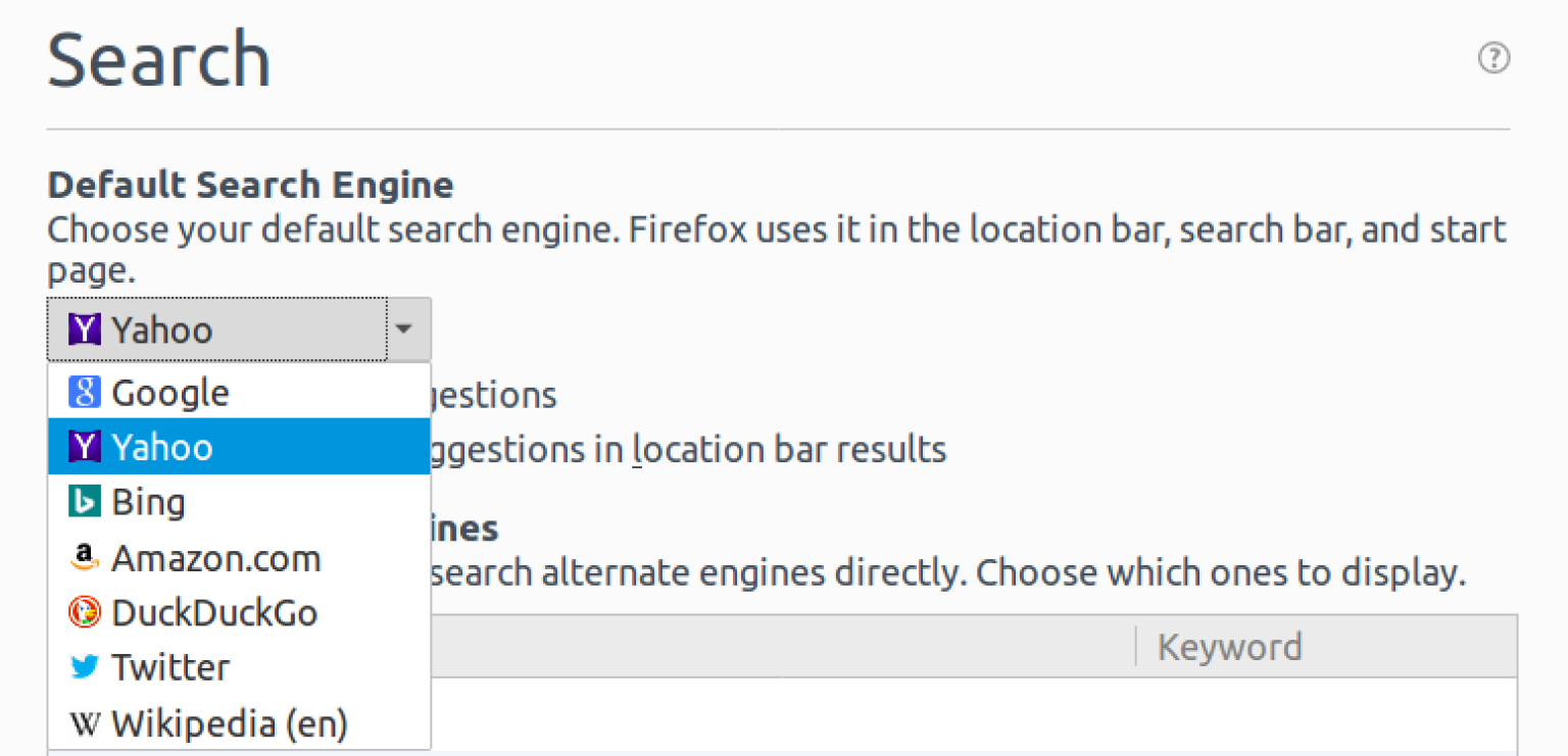 Change Default Search Engine in Firefox for Linux?