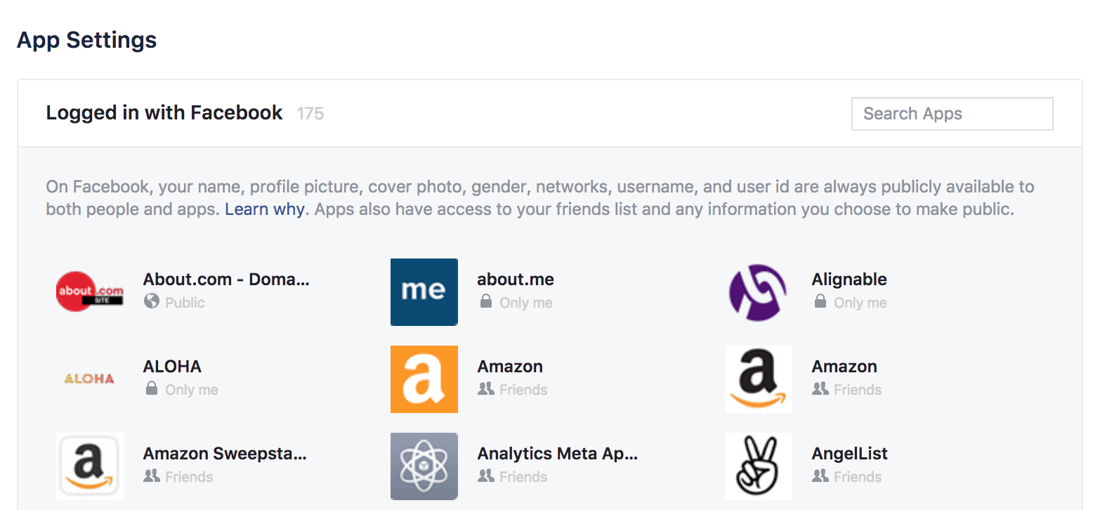 How do I manage what apps access Facebook?
