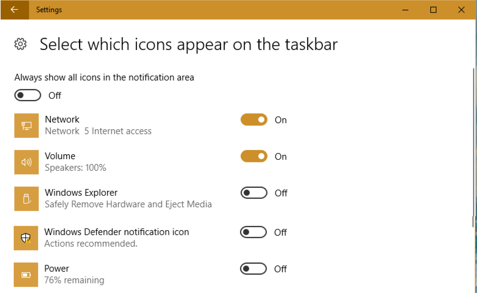 Restore Battery Icon on Windows 10 Taskbar?