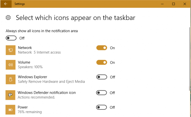 Restore Battery Icon on Windows 10 Taskbar?