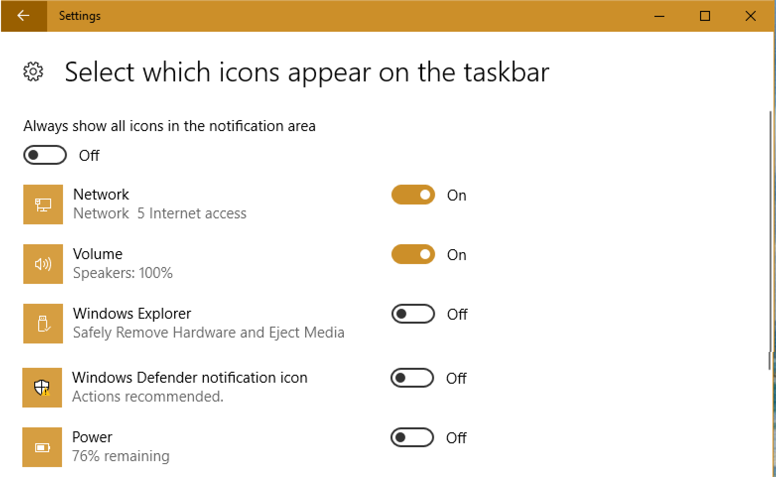 Restore Battery Icon on Windows 10 Taskbar?