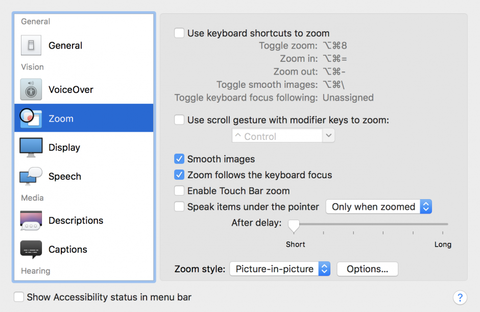 How do I Enable “Zoom” Accessibility Window in MacOS?