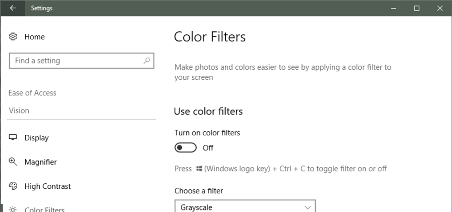 Color Blind Assistive Tech in Windows 10?