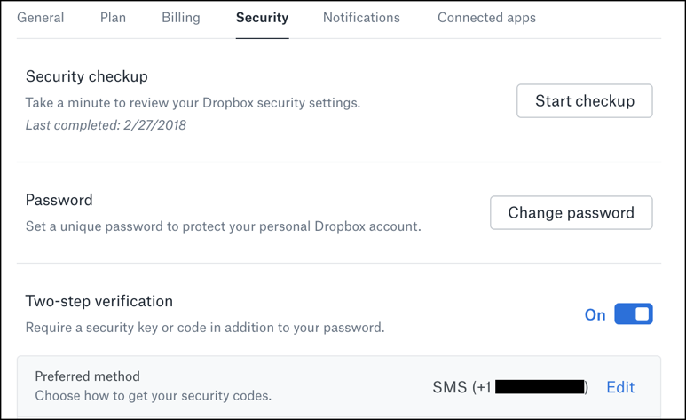 How do I run a Dropbox Security Checkup?
