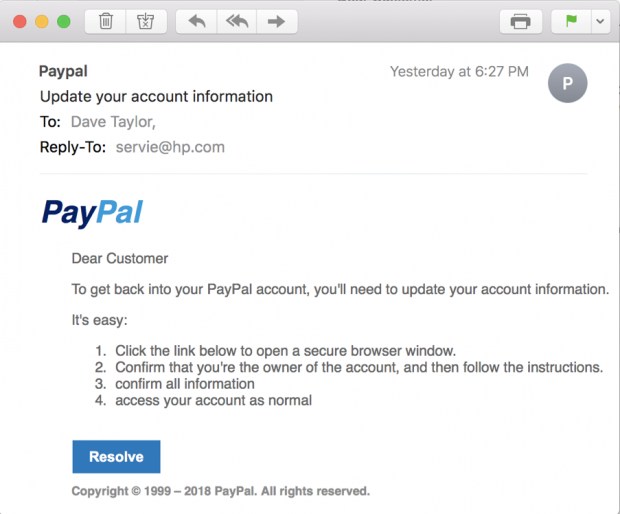 Email Says I Need to Update my PayPal Account?
