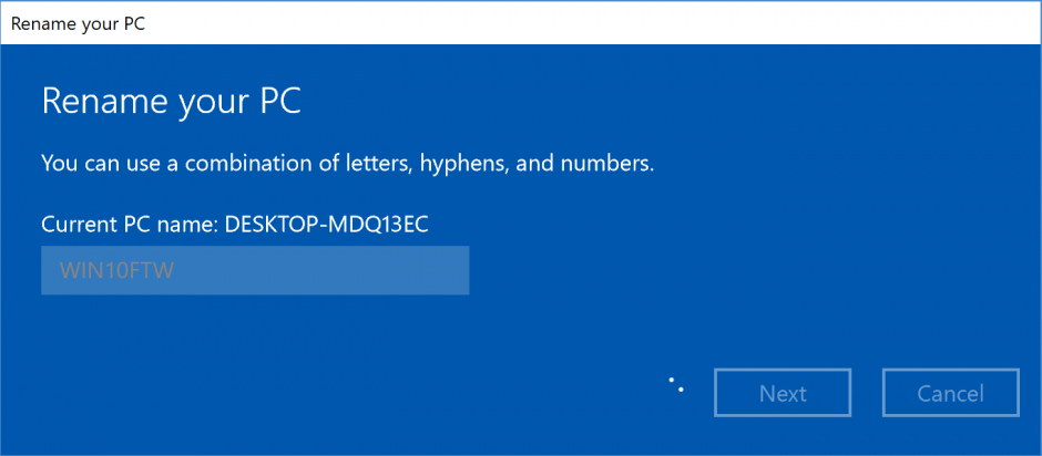 How do I Rename my Windows 10 Computer?