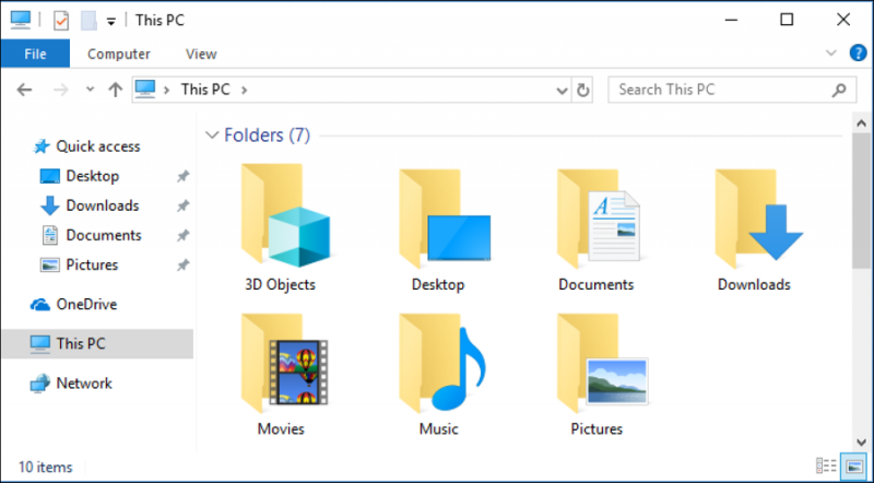 Change File Explorer to start at “This PC”?
