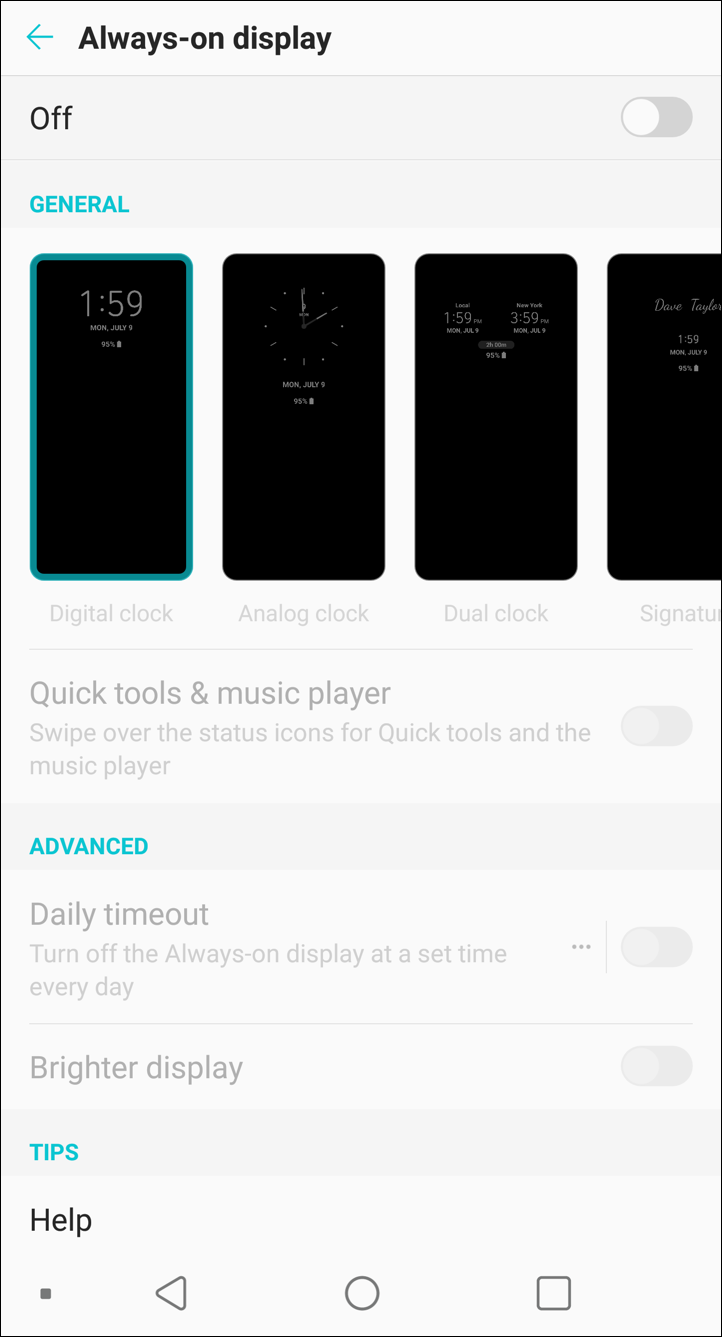 Enable Always On Display on LG Android Phone?
