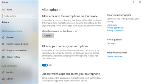 Which Windows 10 Apps Access my PC Microphone?