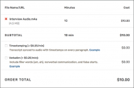 How can I get a transcript of an audio recording?
