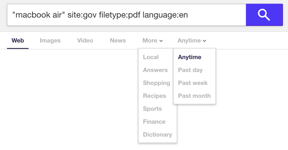 Advanced Yahoo Search Language and Operators?