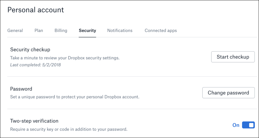 How do I change my Dropbox Account Password?