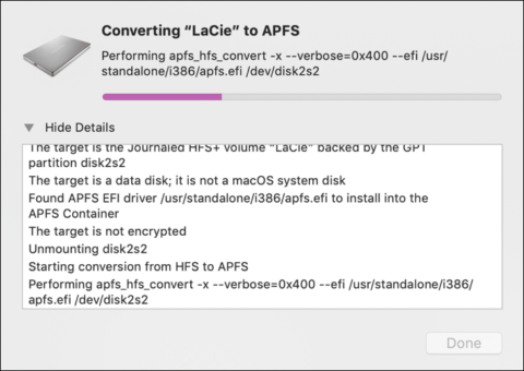 Convert an external Mac drive to APFS Apple File System?