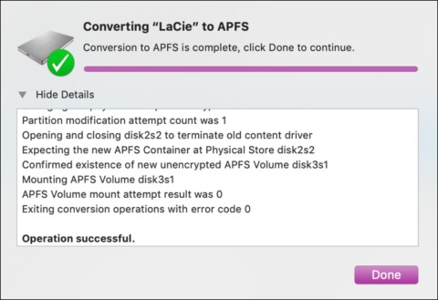 Convert an external Mac drive to APFS Apple File System?