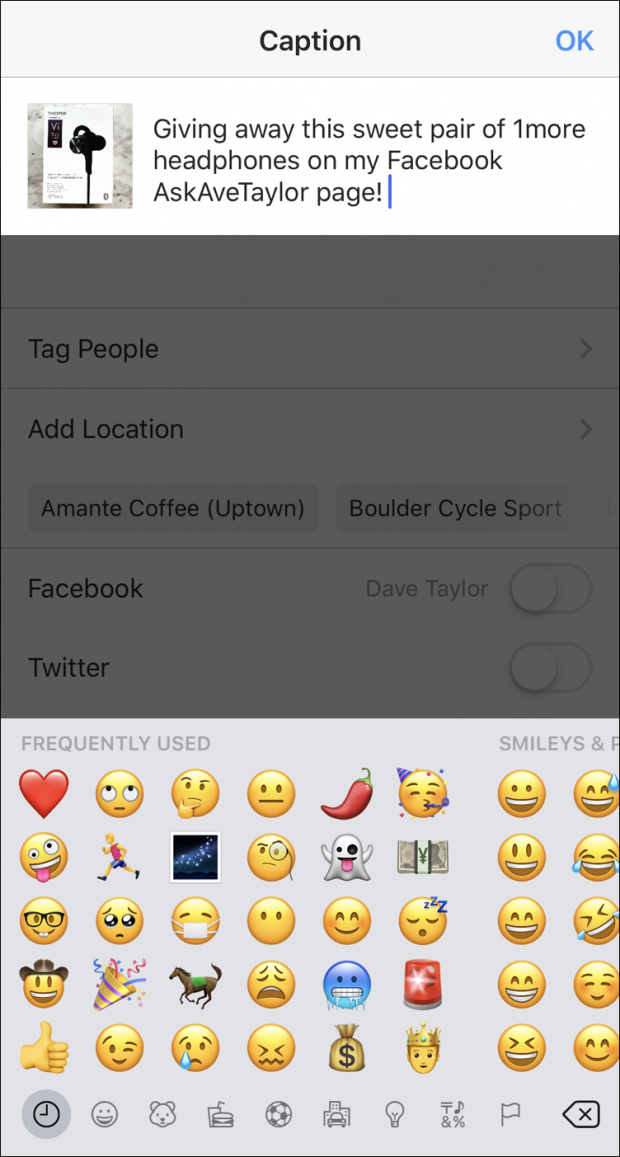How do I add Emoji to an Instagram Post?