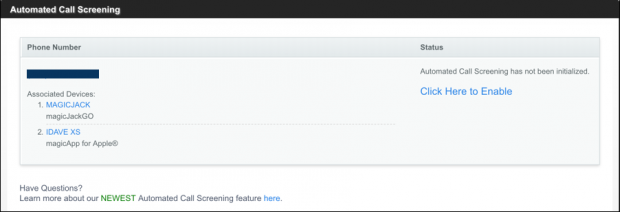 How do I set up my MagicJack phone number account?