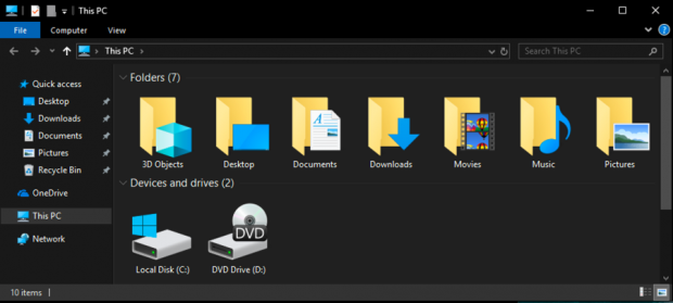 Change File Explorer to Dark Mode in Windows 10?