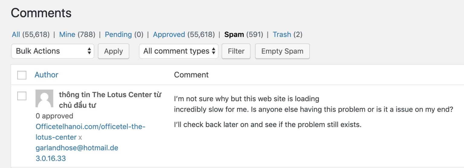 Fast and Easy way to Delete Spam Comments from WordPress?