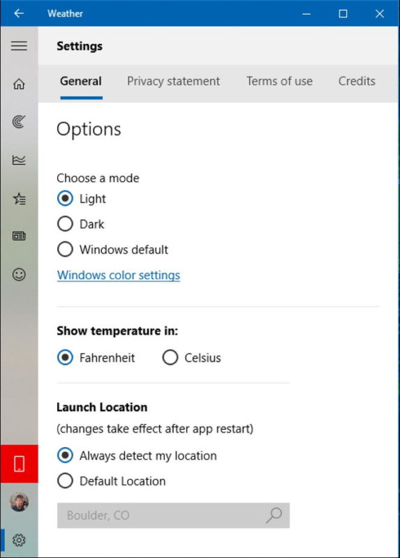Windows 10 Login Screen: Weather Location?