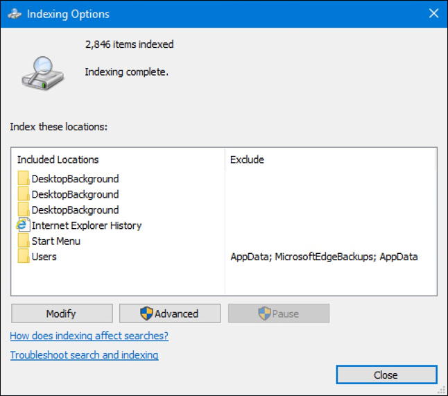 How Can I Force Windows 10 to Rebuild the File Search Database?