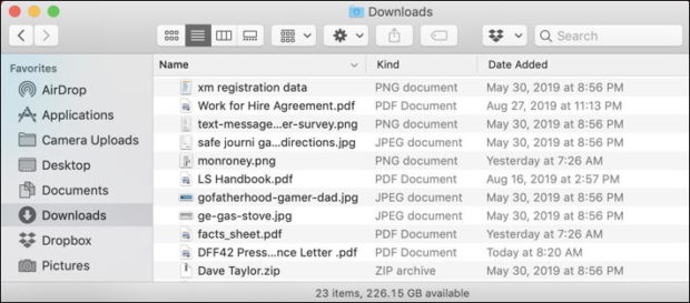 How do I sort files by size in the Mac Finder?