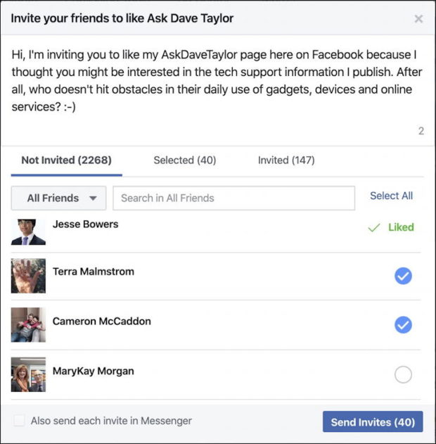 How do I Invite Friends to Like my Facebook Page? - Ask Dave Taylor