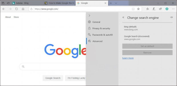 How do I Change Default Search Engine in Microsoft Edge?