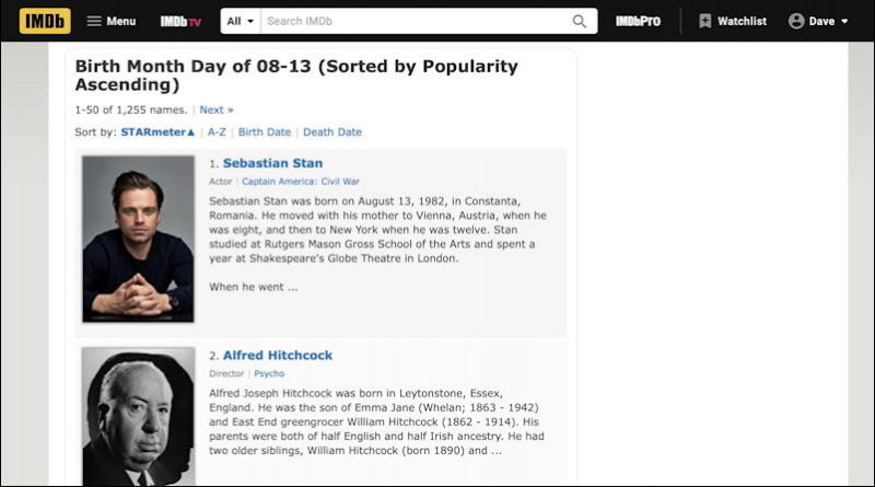 Add A Celebrity Birthday Search Form To Your Web Site? - Ask Dave Taylor