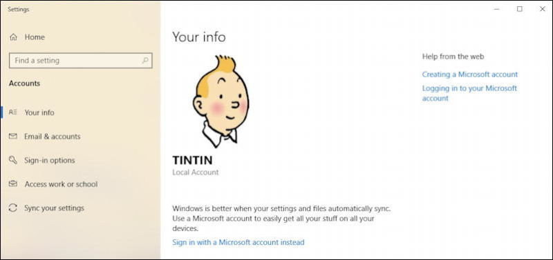 Change Profile Picture for Windows 10 Local Account?
