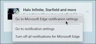 Turn off Web Site Notifications in Microsoft Edge