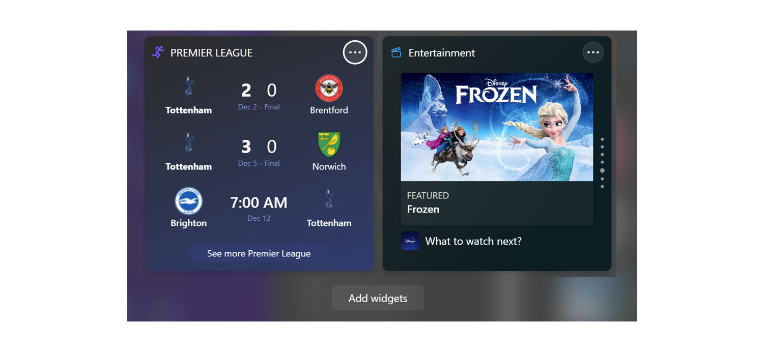 Customize the Windows 11 Sports "Widget" for my Favorite Team? - Ask ...
