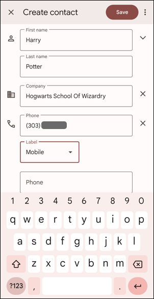 Add a New Person to my Android Contacts Address Book?