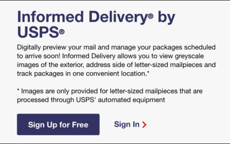 How do I sign up for “Informed Delivery” from the US Postal Service?
