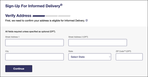 How do I sign up for “Informed Delivery” from the US Postal Service?