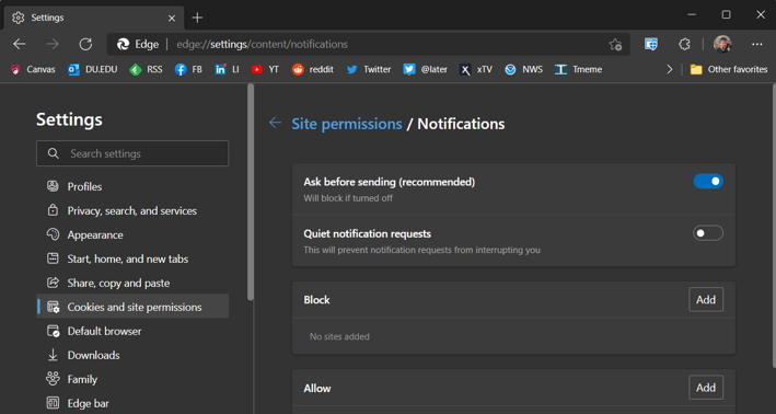 How Do I Mute Web Site Notifications from Microsoft Edge?