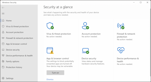 Windows Security Wants Me to Enable “App & Browser Control”?