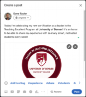 How to Celebrate and Share a New Certification Award on LinkedIn