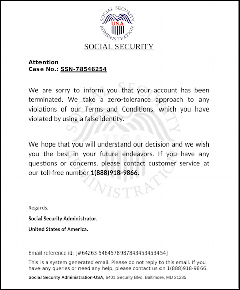 Social Security Just Cancelled Your Social Security Number Its A Scam