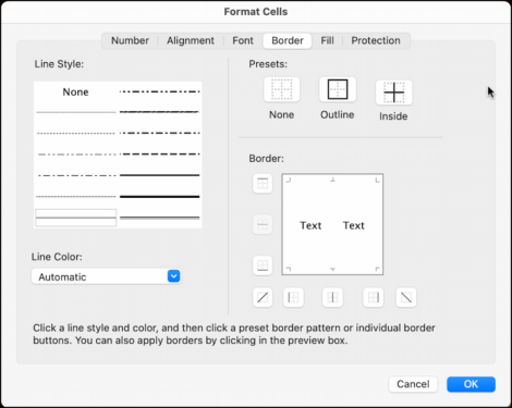 How Can I Add a Cell Border to an Excel Spreadsheet Value?