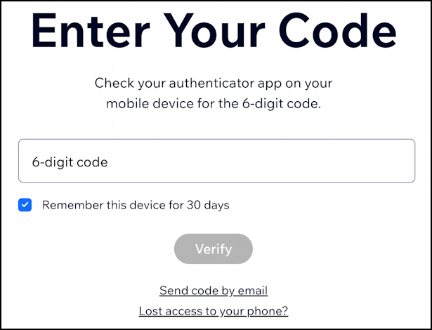 How to Add 2-Step Authentication to your WIX Account